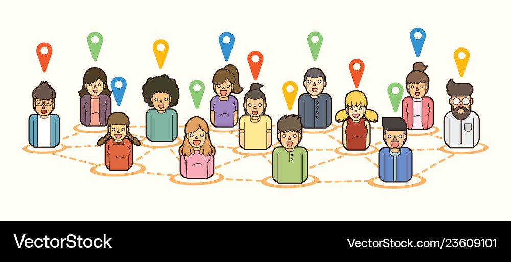 Social network share location cartoon icon graphic