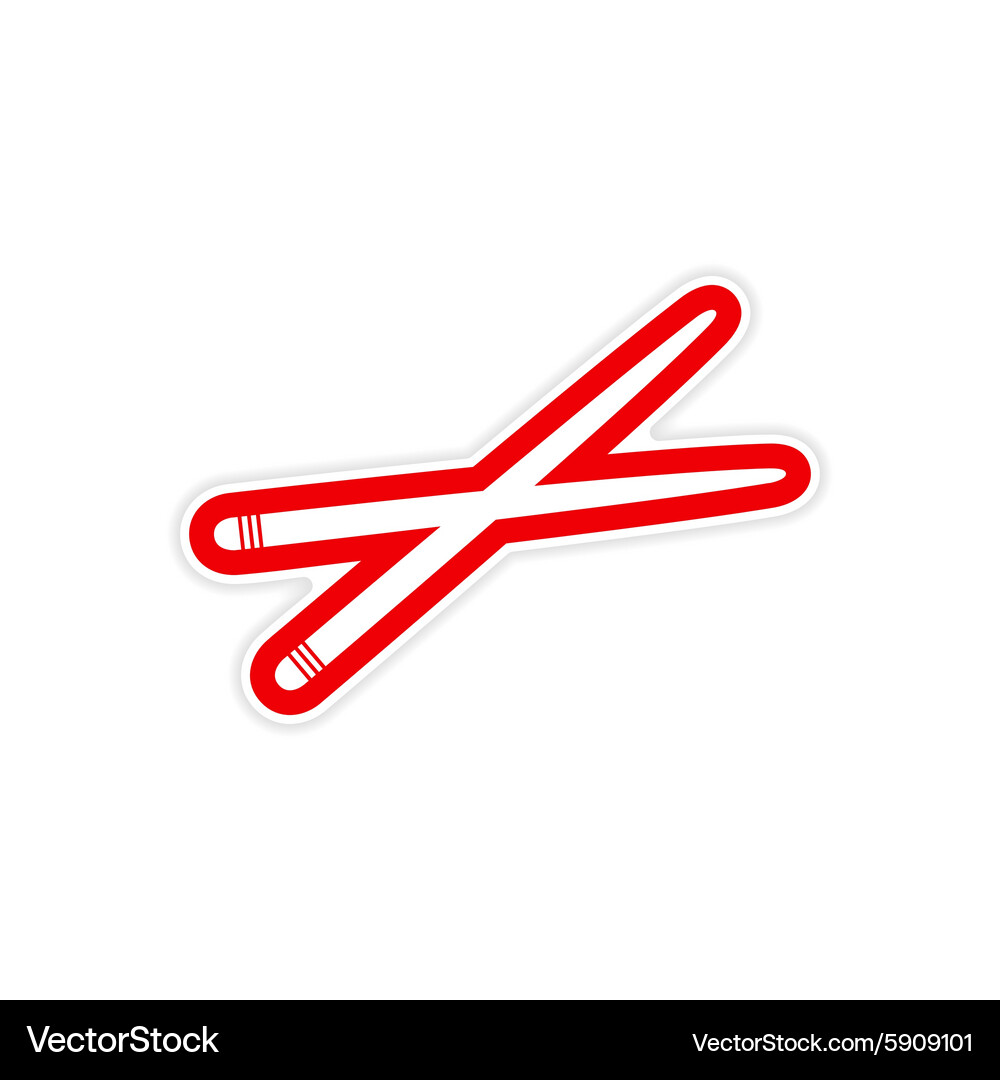 Sticker bright chopsticks for sushi on white Vector Image