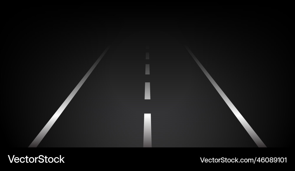 Straight road with white markings on black Vector Image