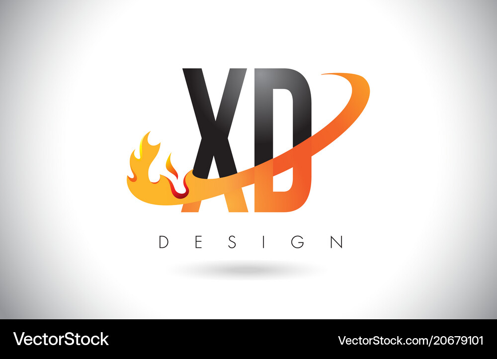 Xd x d letter logo with fire flames design Vector Image