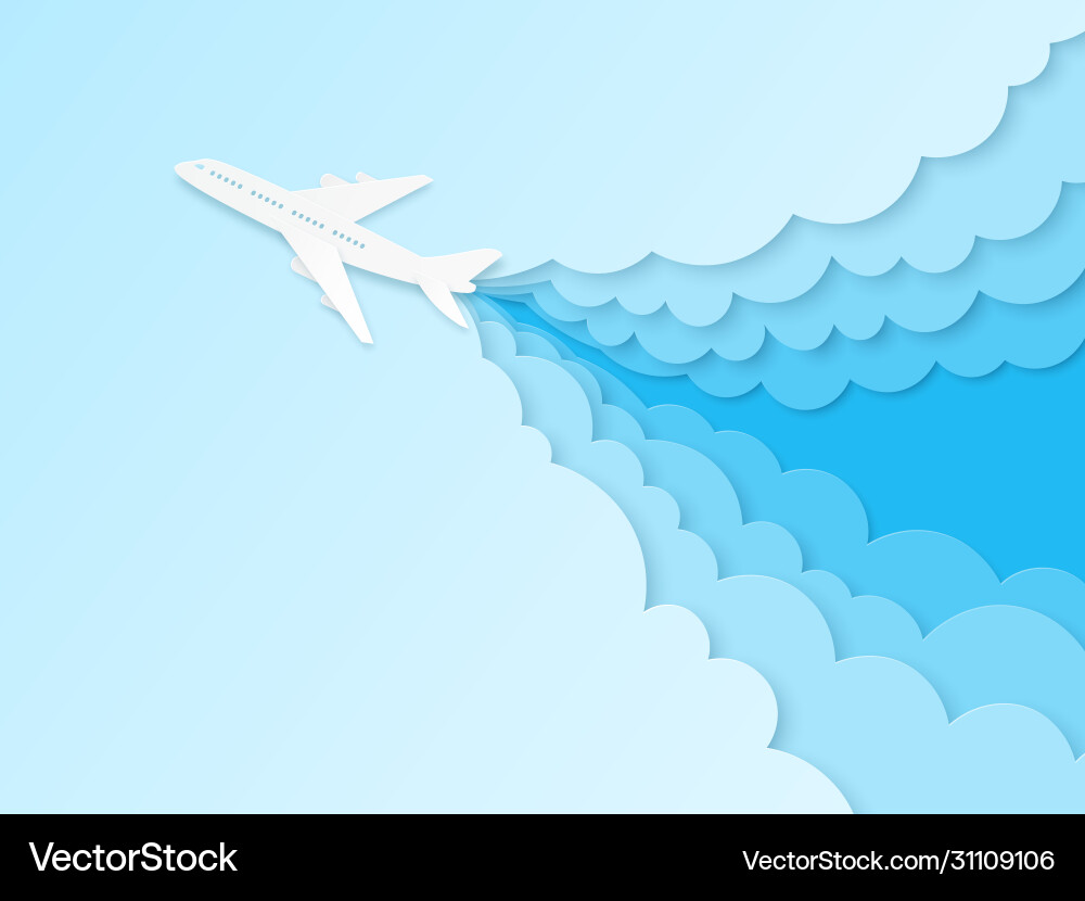 Airplane in blue sky flight plane in Royalty Free Vector