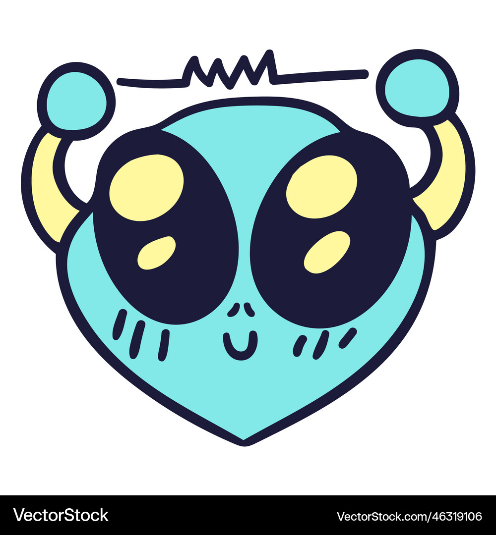 Aliens head antenna wave colorful stroke Vector Image