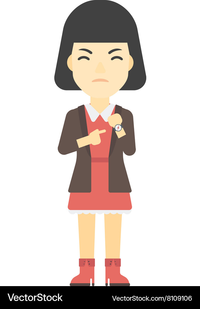 Angry boss pointing at wrist watch Royalty Free Vector Image