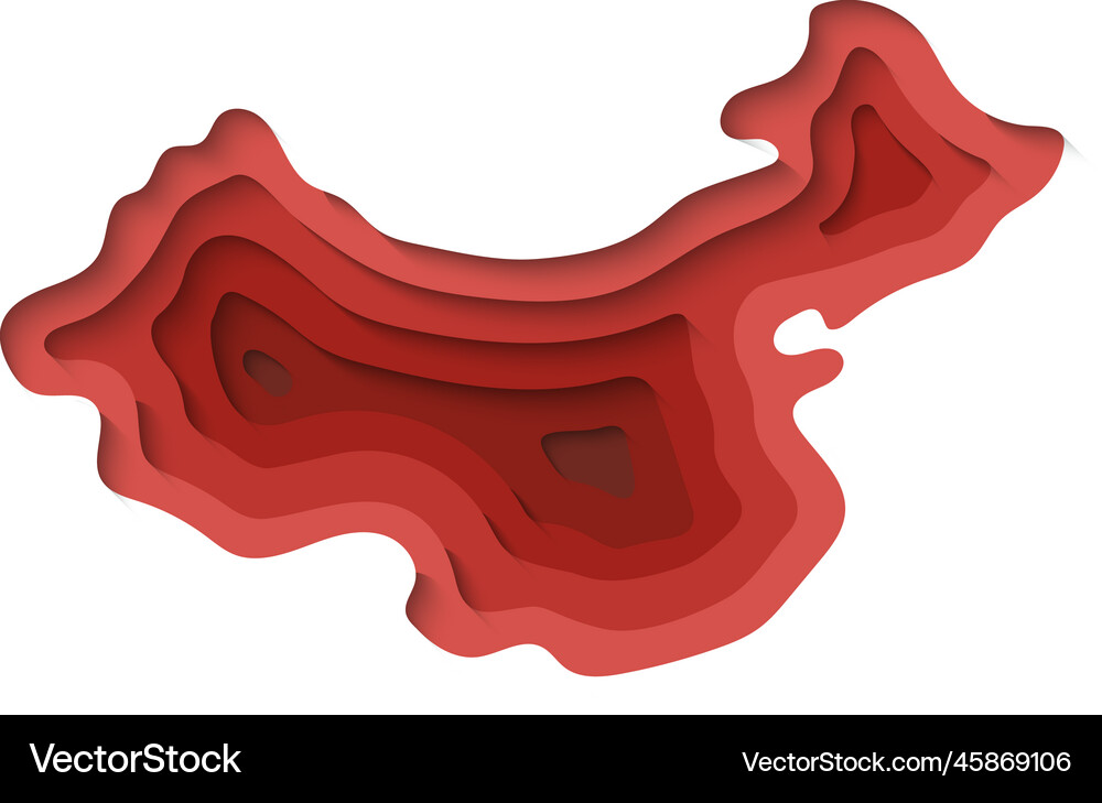 China 3d symbol in paper cut style map Royalty Free Vector