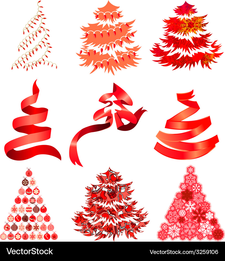 Collection of stylized christmas trees Royalty Free Vector