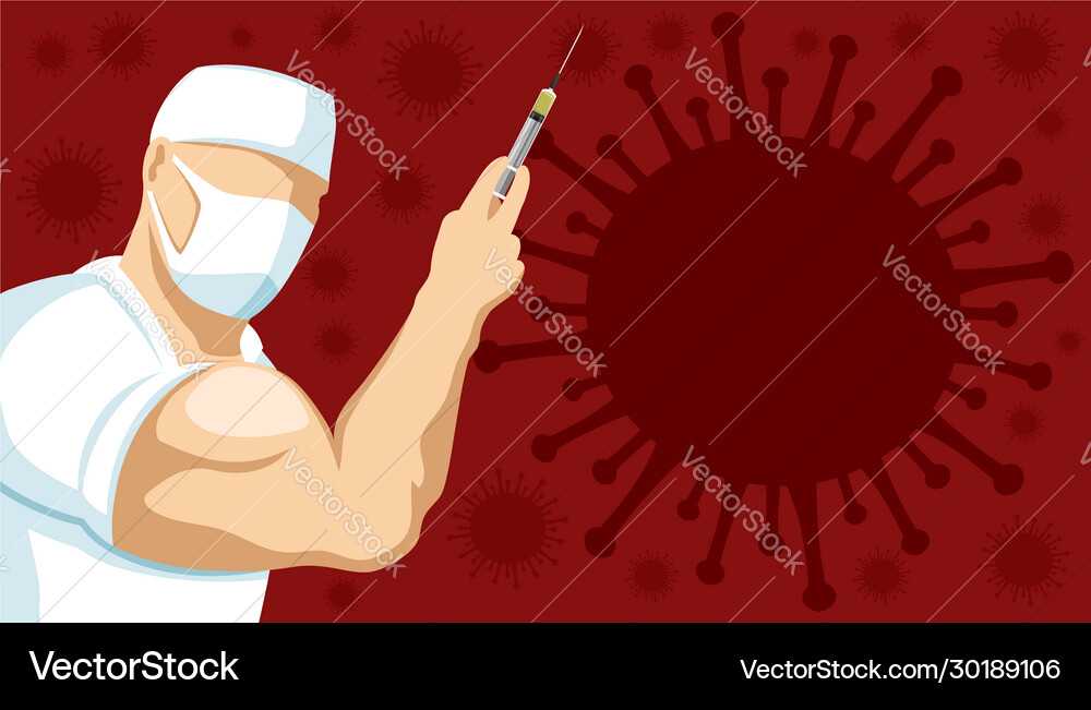 Doctor with a syringe in his hand Royalty Free Vector Image