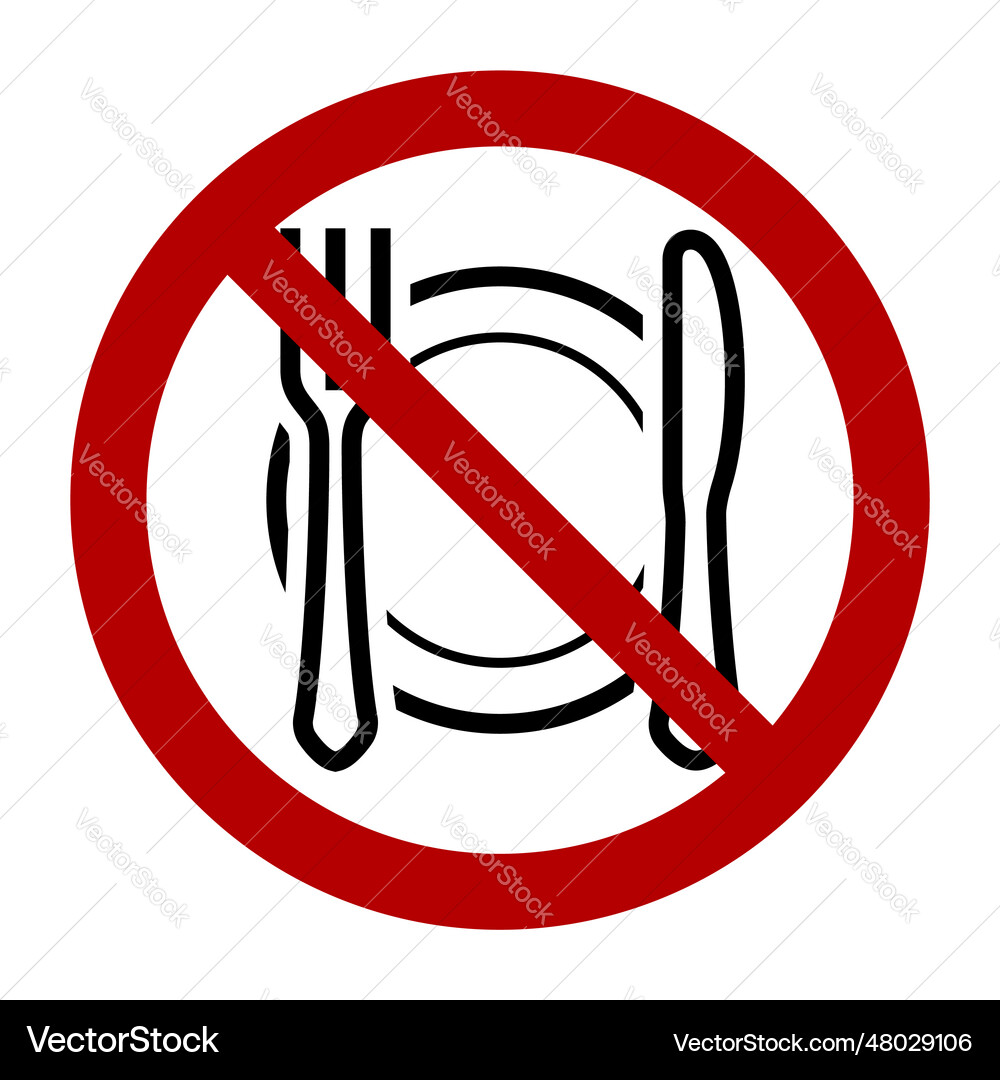 No eating allowed symbol prohibition sign flat Vector Image