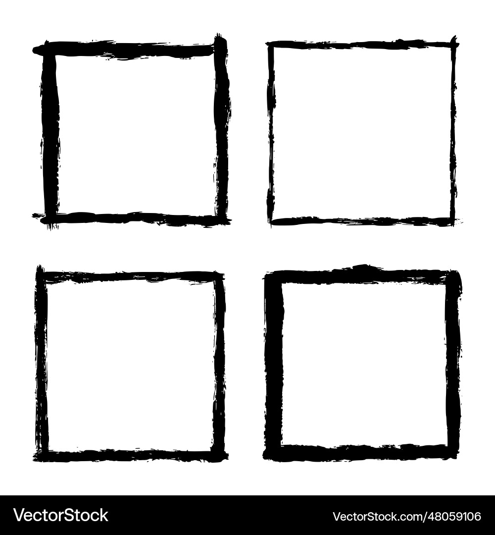 Set of black frames drawn with brush strokes Vector Image