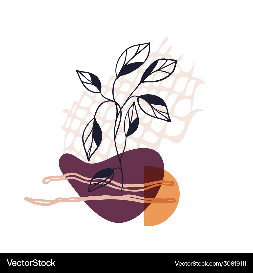 Abstract floral art leaves background hand draw Vector Image