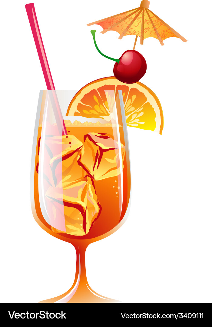 Cocktail bahama mama with ice and garnish Vector Image