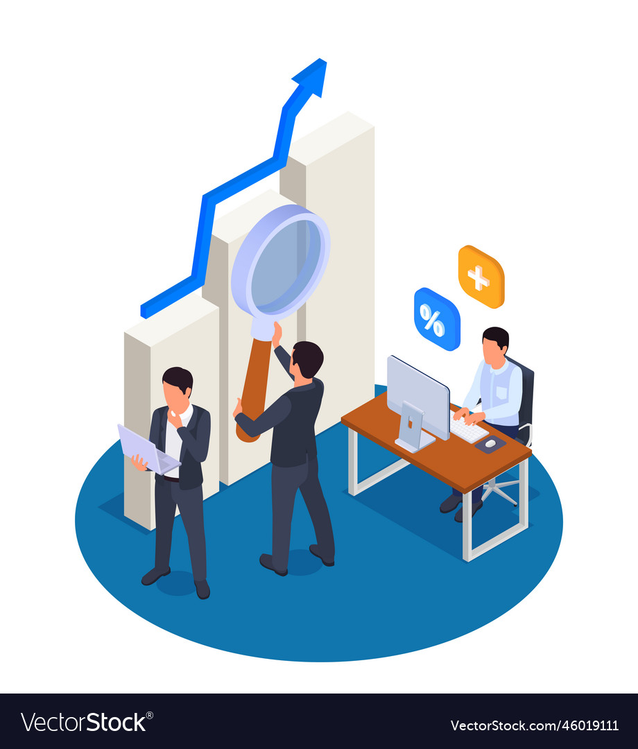 Data Analyst Isometric Royalty Free Vector Image