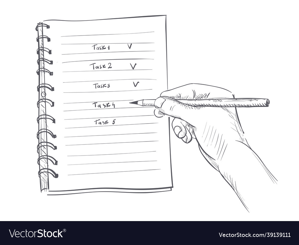 Diary completing tasks Royalty Free Vector Image