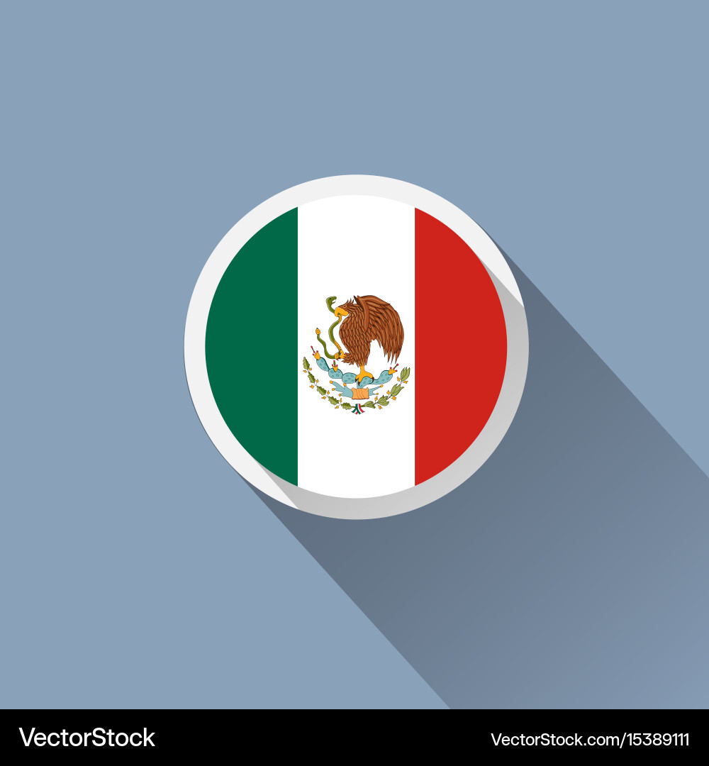 Flag of mexico mexican round flat button Vector Image