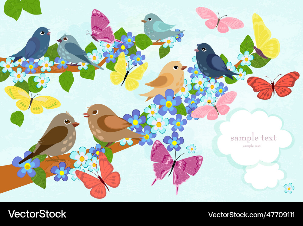 Happy invitation card with pretty birds Royalty Free Vector