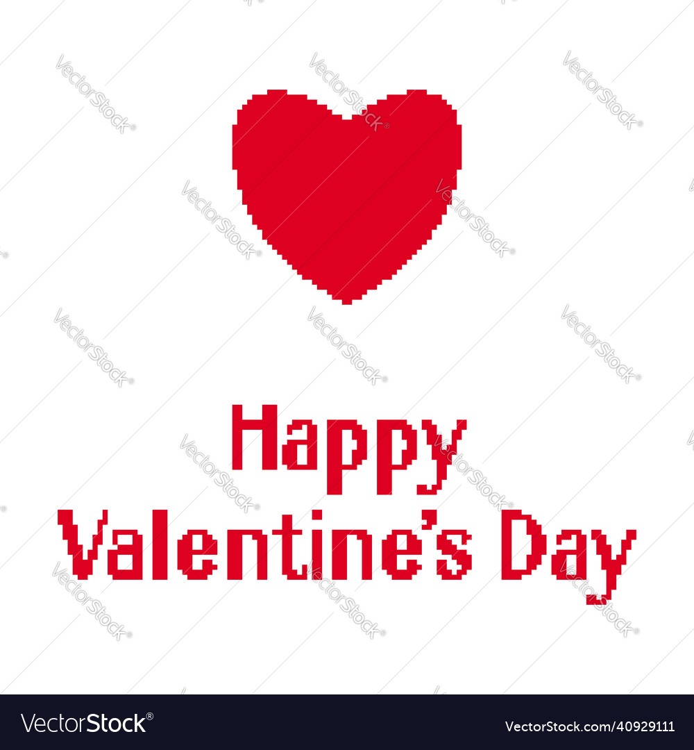 Happy valentines day poster in pixel art style Vector Image