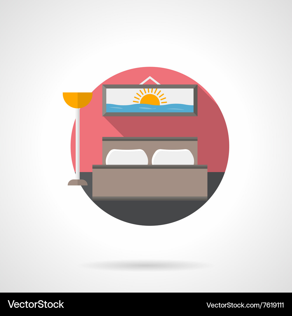 Hotel room detailed flat color icon Royalty Free Vector