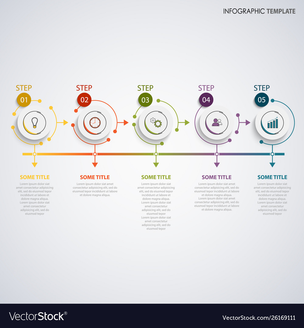 Info graphic with round design element pointers Vector Image