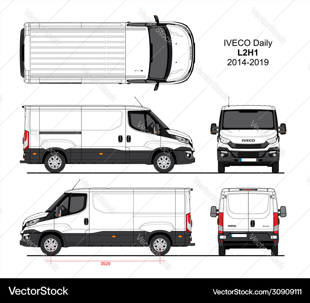 Iveco daily cargo delivery van l2h1 2014-2019 Vector Image