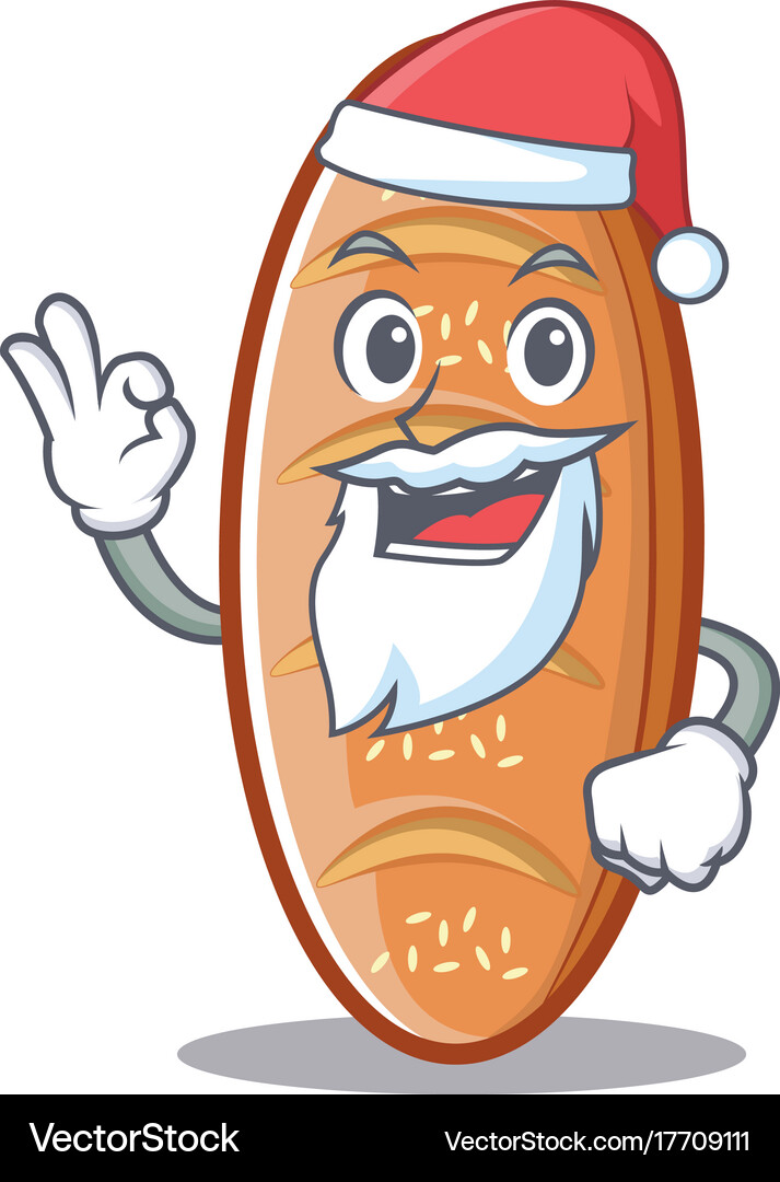 Santa baked bread character cartoon Royalty Free Vector