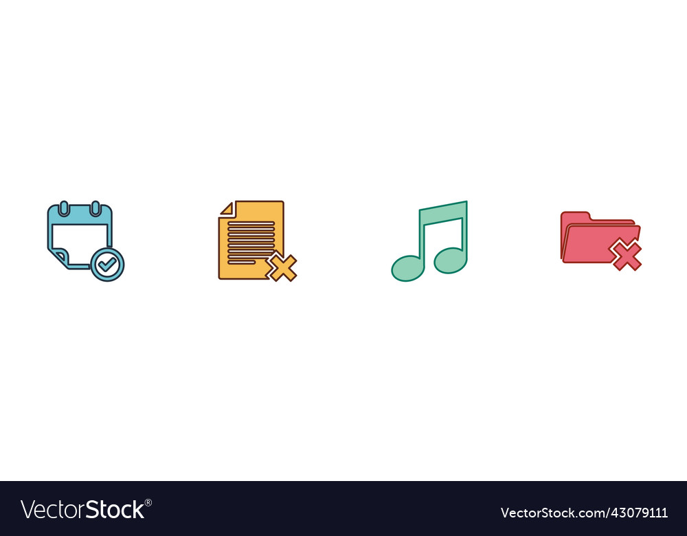 Set calendar with check mark delete file document Vector Image