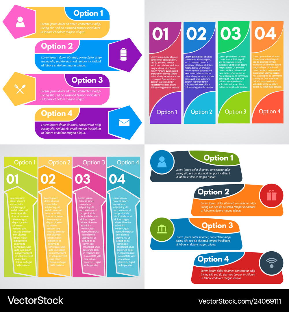 Set of four step by infographic design Royalty Free Vector