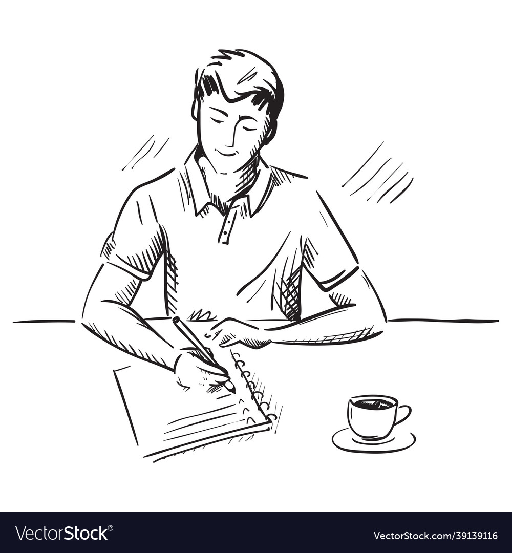 A man makes notes writes plan Royalty Free Vector Image