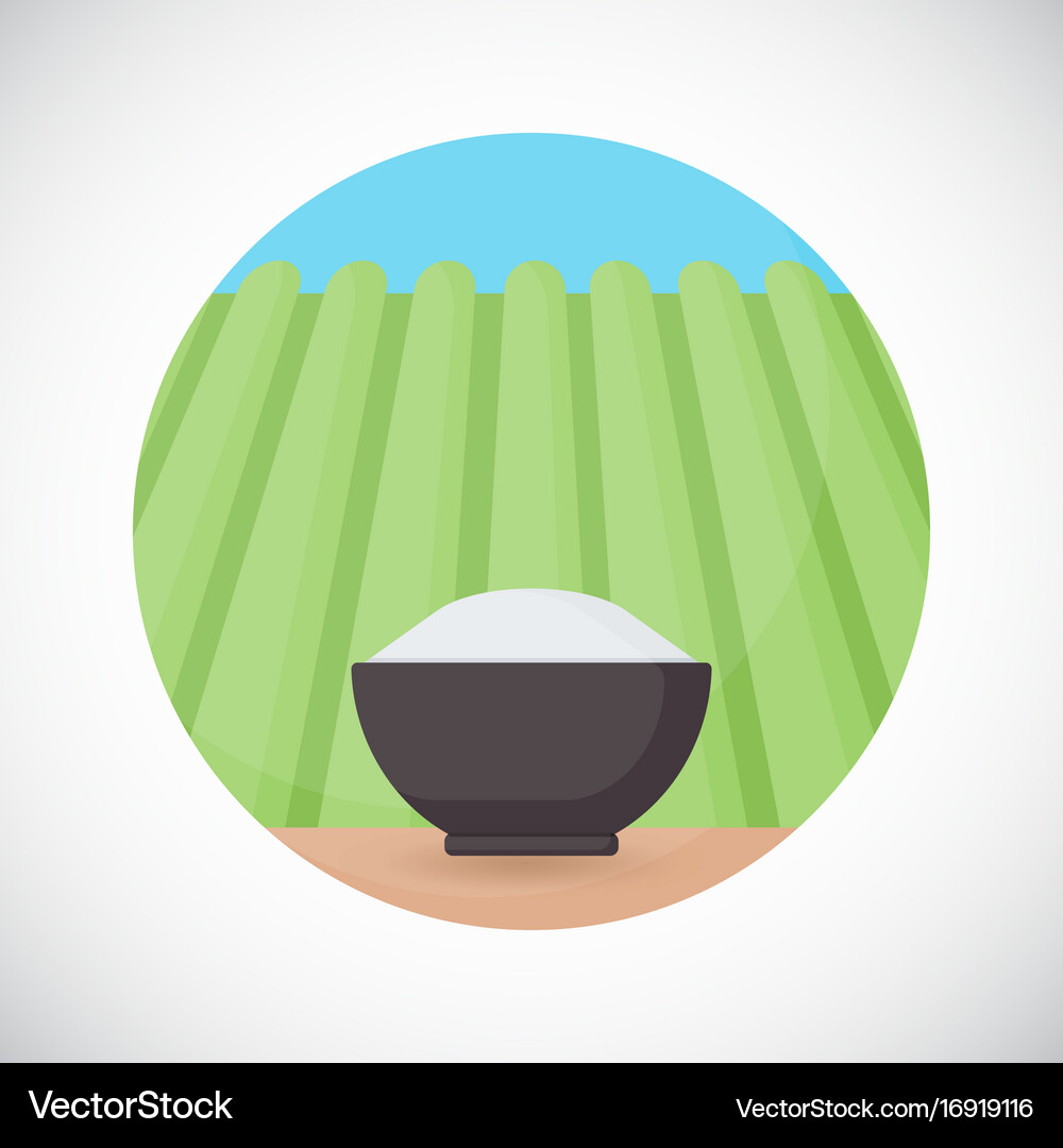 Bowl of rice flat icon Royalty Free Vector Image
