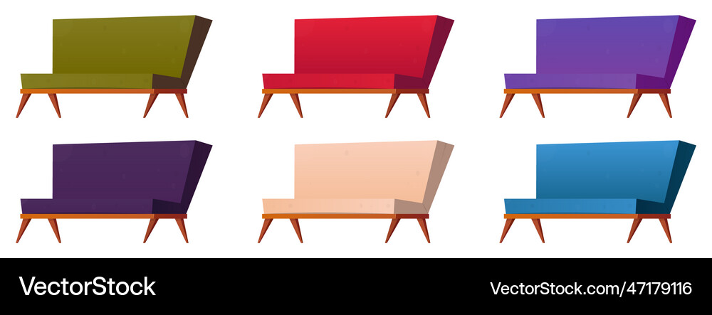Cartoon sofa and couches collection isolated Vector Image