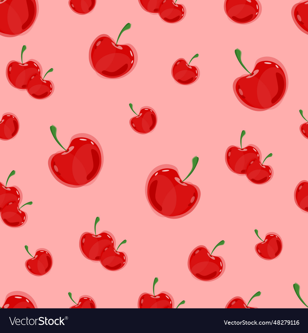 Cherry pattern on pink background Royalty Free Vector Image