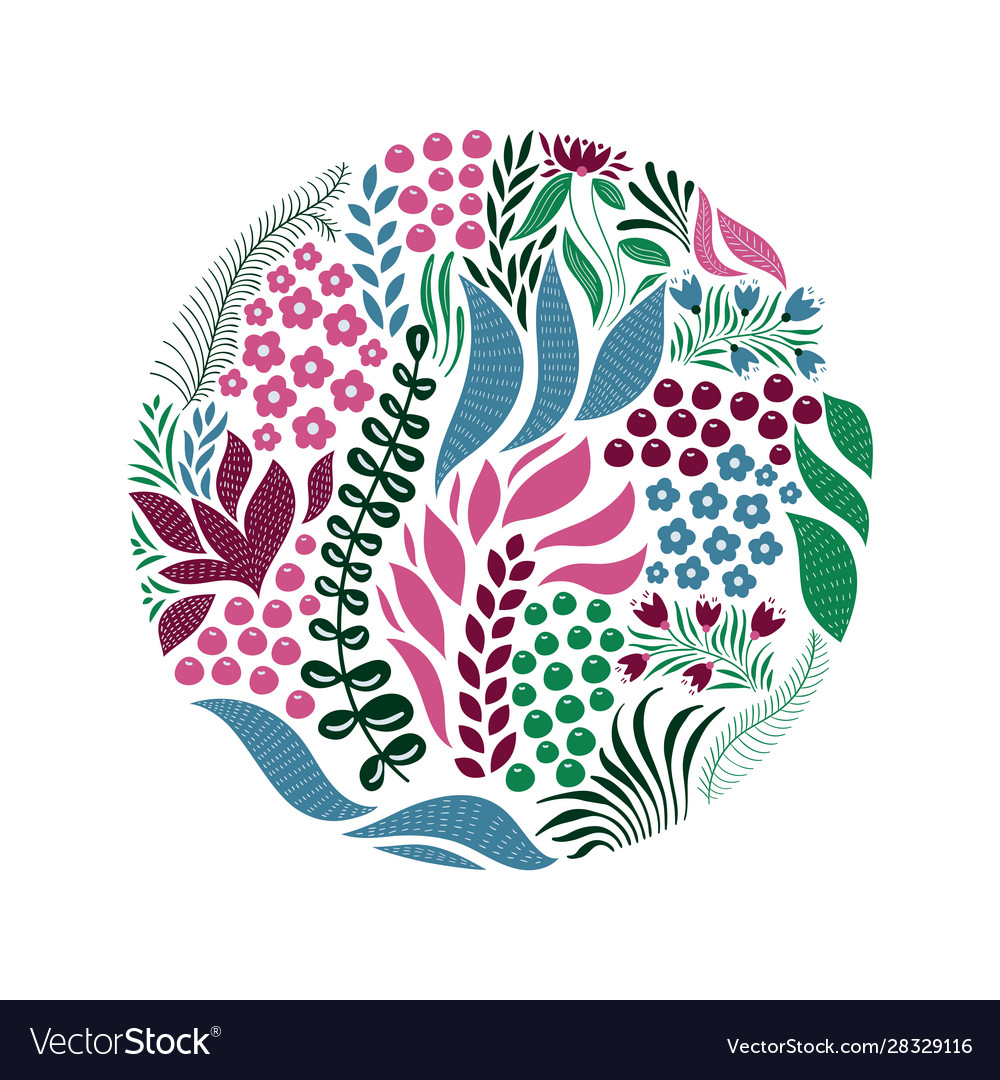 Circle pattern with flowers Royalty Free Vector Image