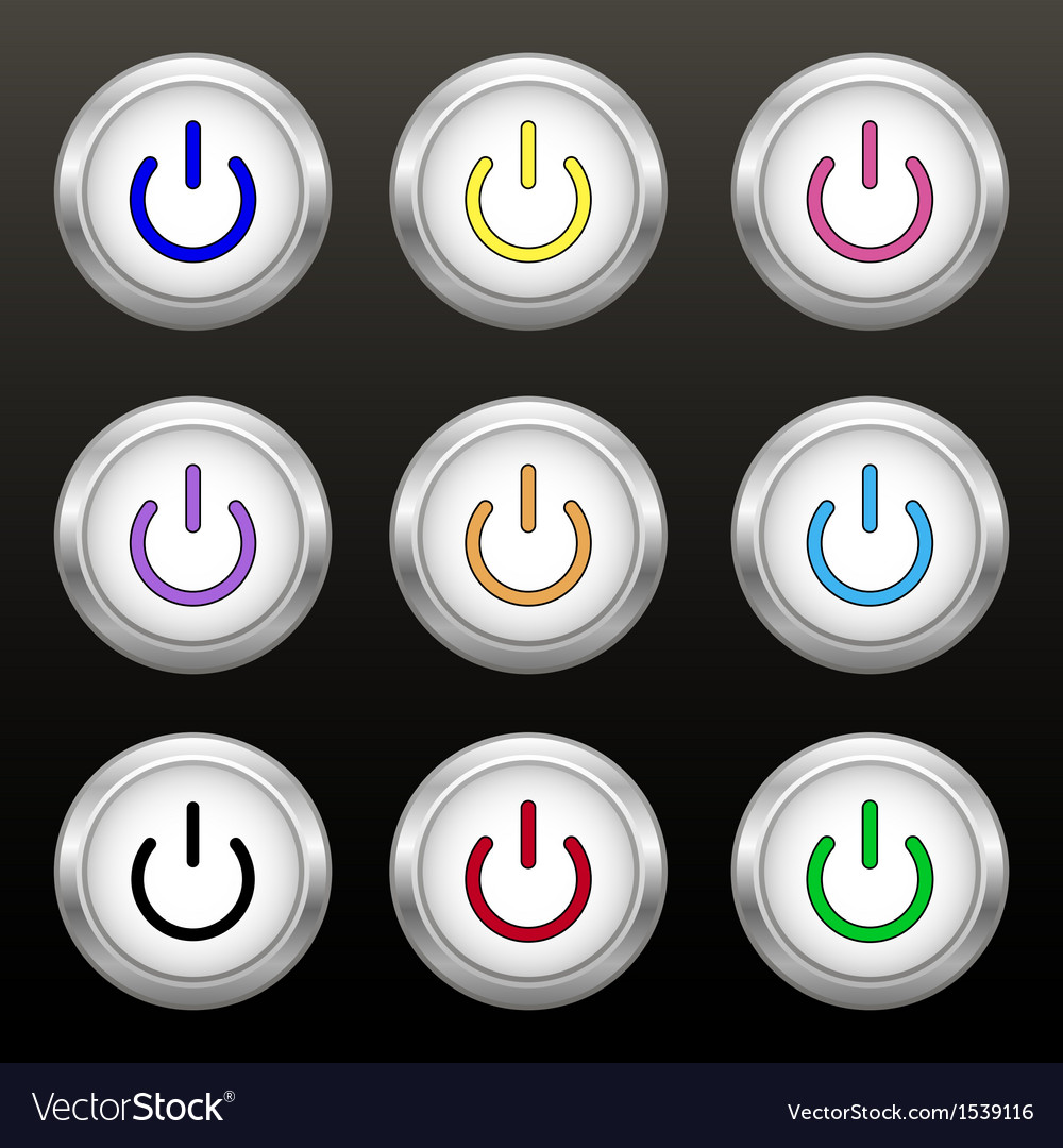 Coloured power buttons Royalty Free Vector Image