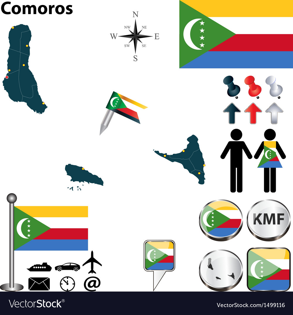 Comoros map Royalty Free Vector Image - VectorStock