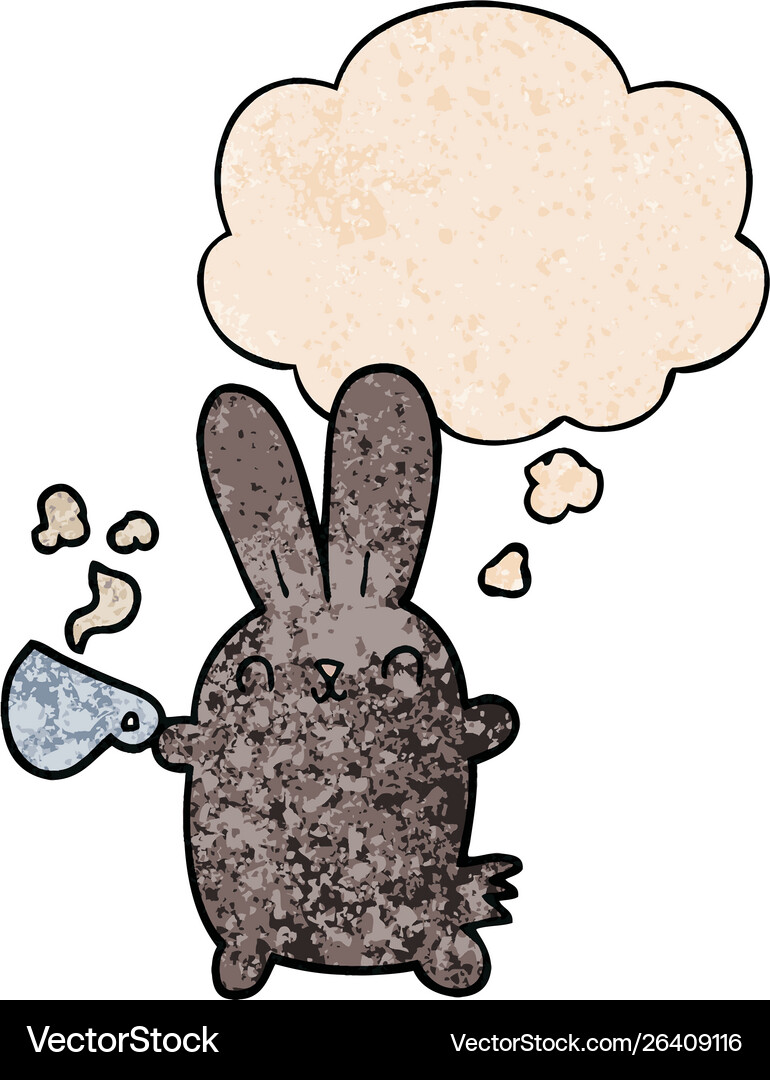 Cute cartoon rabbit with coffee cup and thought Vector Image