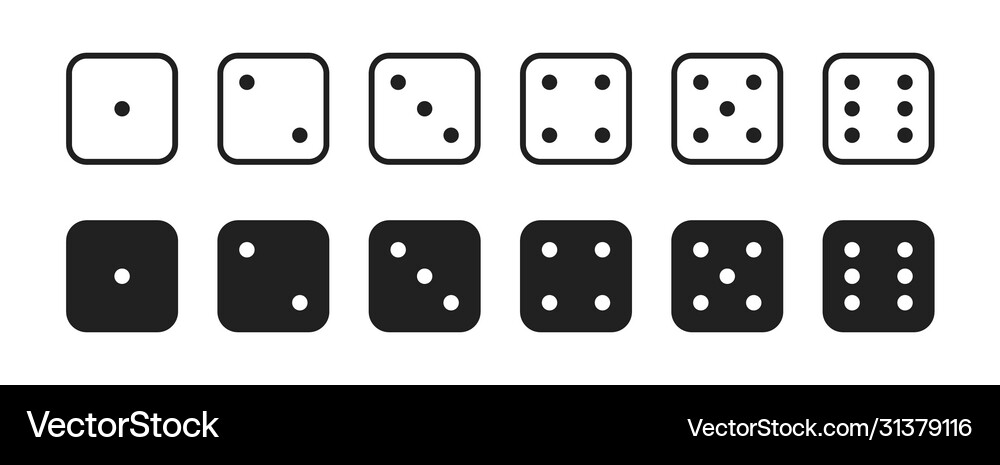 Dice icon for game set isolated sign symbol Vector Image