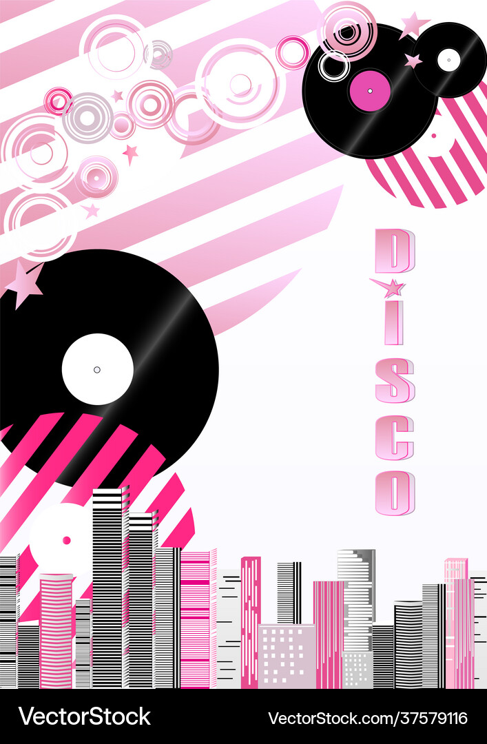 Disco theme black and pink striped disks Vector Image