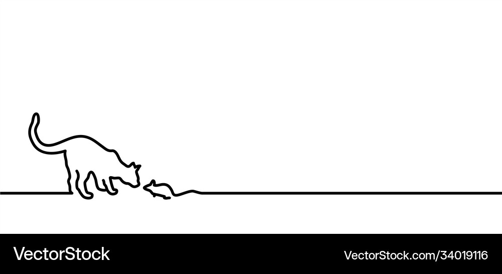 Drawing cat line pattern funny cats sign cartoon Vector Image