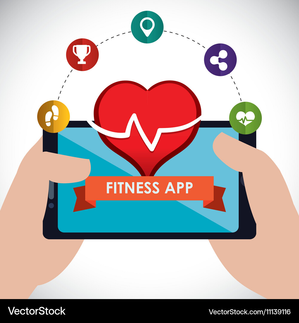 Fitness app technology icons Royalty Free Vector Image