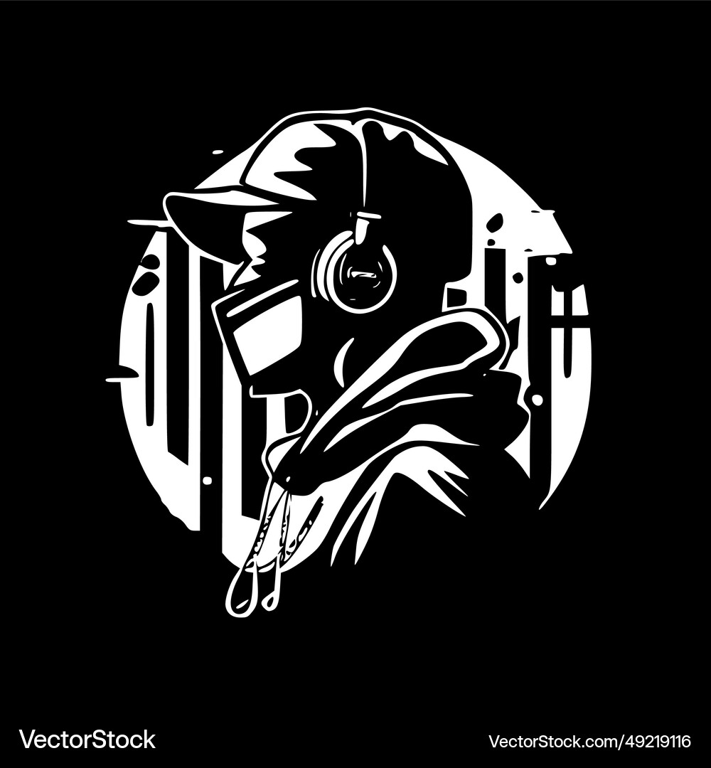 Hip hop - black and white isolated icon Royalty Free Vector
