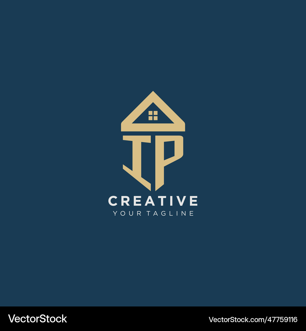 Initial letter ip with simple house roof creative Vector Image