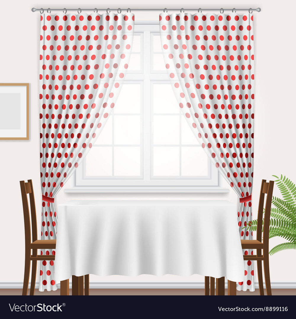 Kitchen window and a table Royalty Free Vector Image