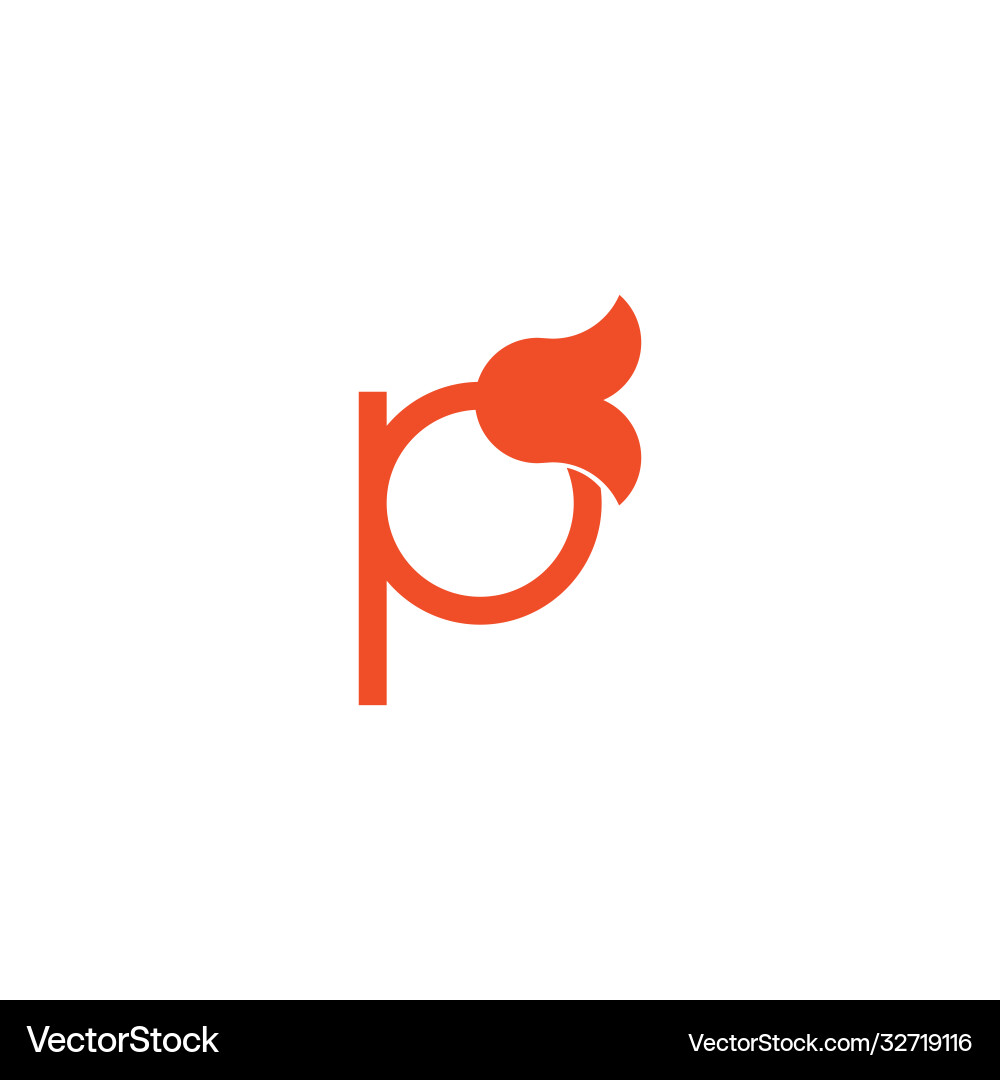 Letter p flower decoration logo Royalty Free Vector Image