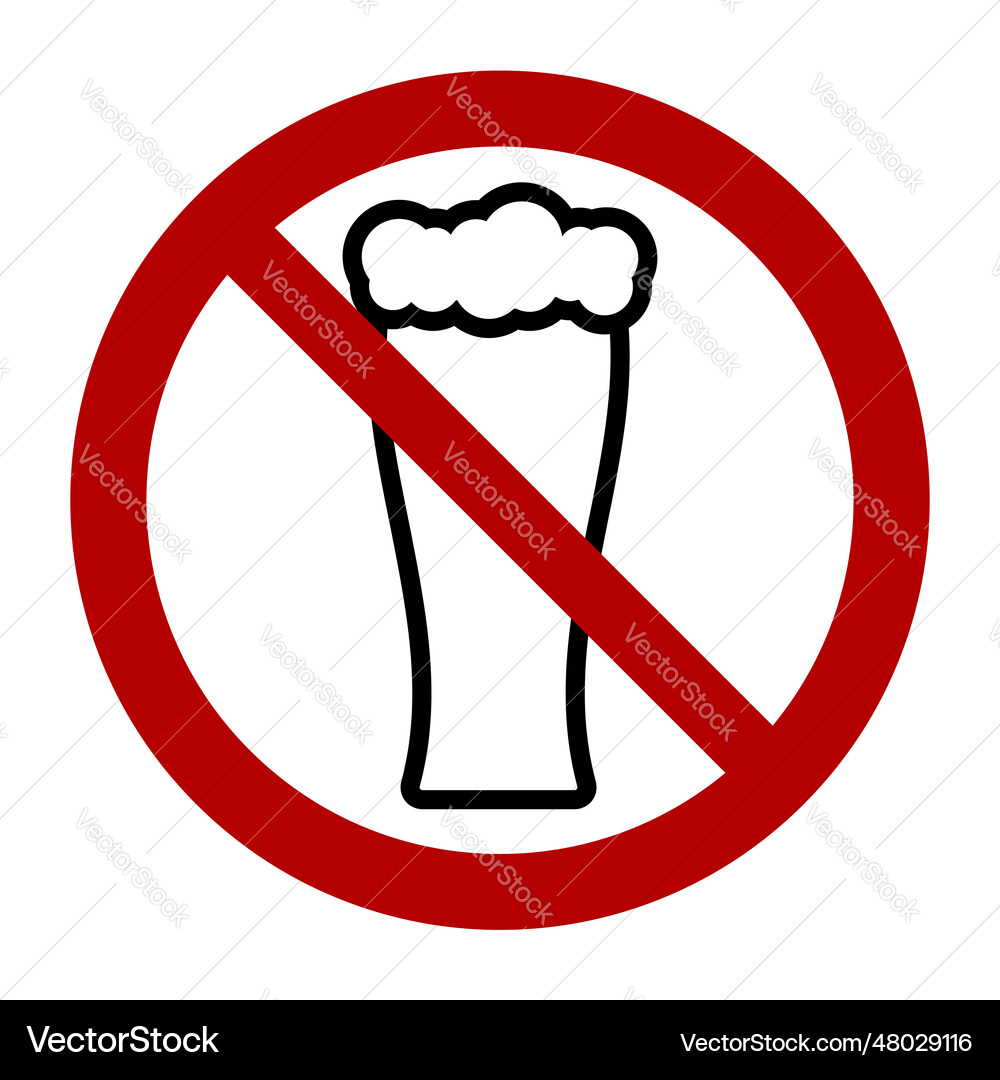 No beer symbol prohibition sign flat isolated Vector Image