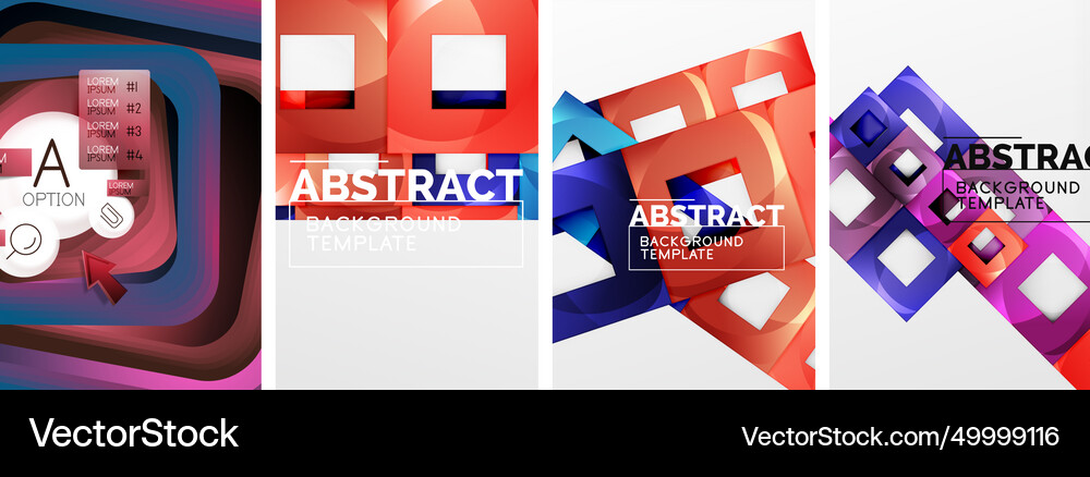 Set of square geometric poster backgrounds Vector Image