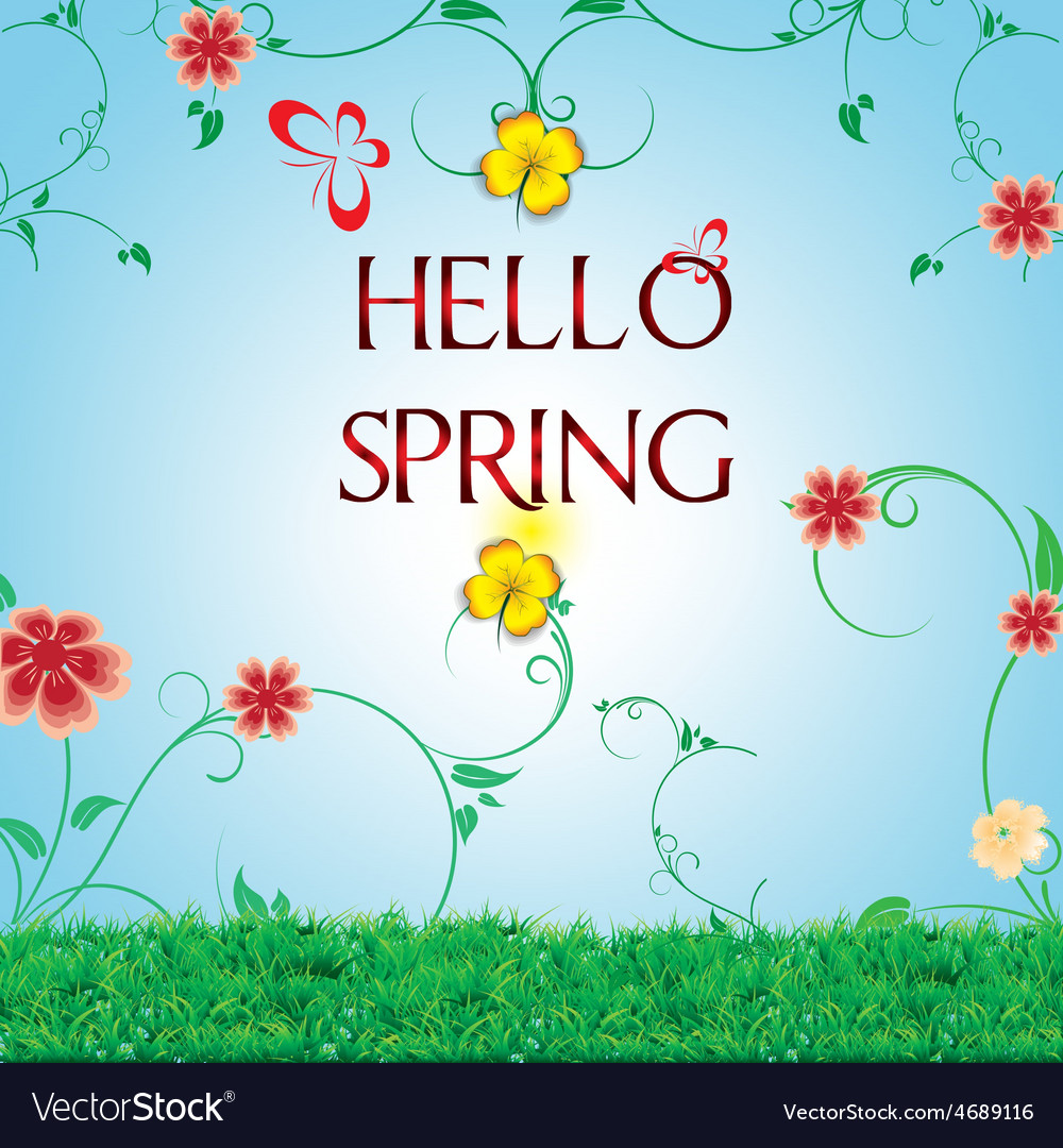 Spring time with flowers butterflies Royalty Free Vector