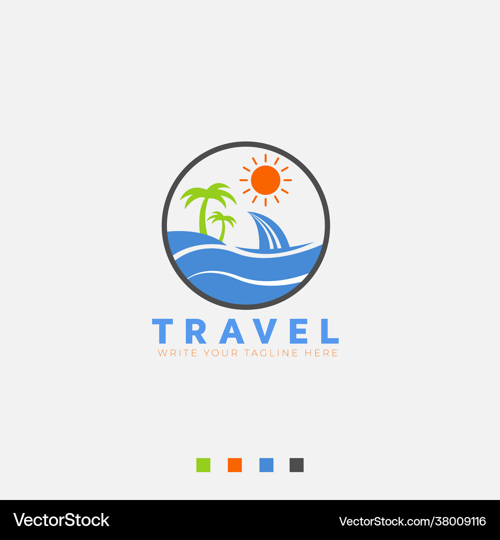 Travel logo design with landscape Royalty Free Vector Image