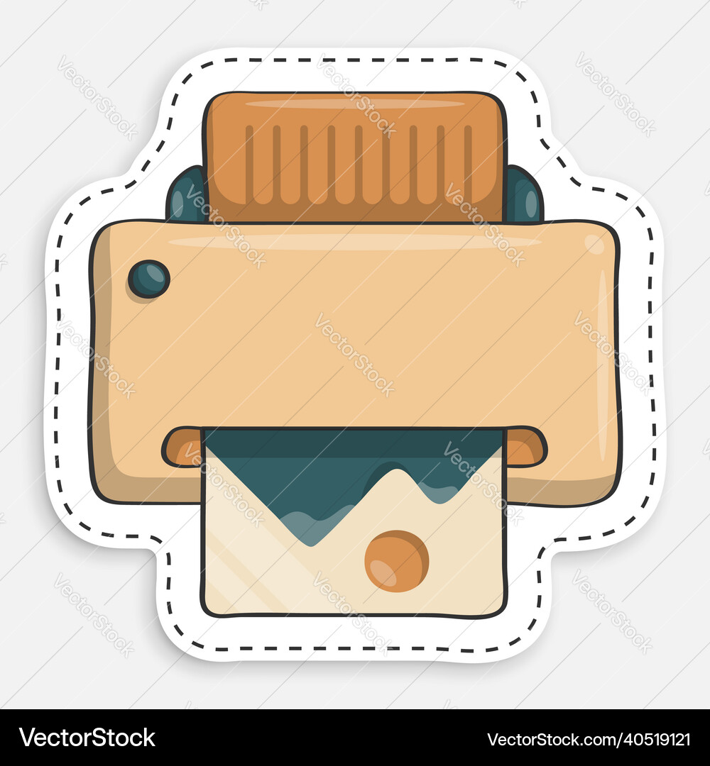 Cartoon icon of doodle inkjet printer printing Vector Image