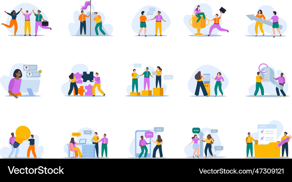 Corporate culture compositions set Royalty Free Vector Image