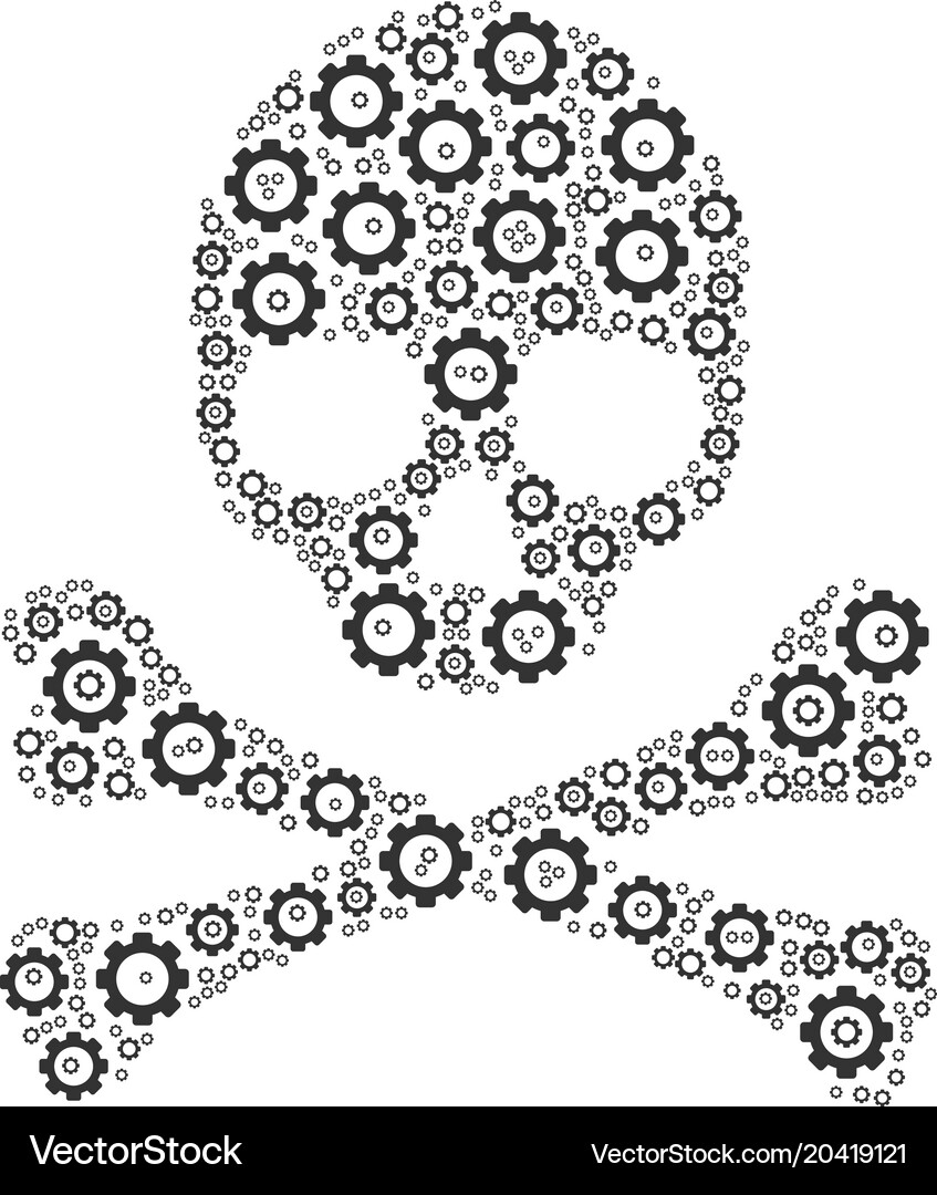Death skull collage of cog Royalty Free Vector Image