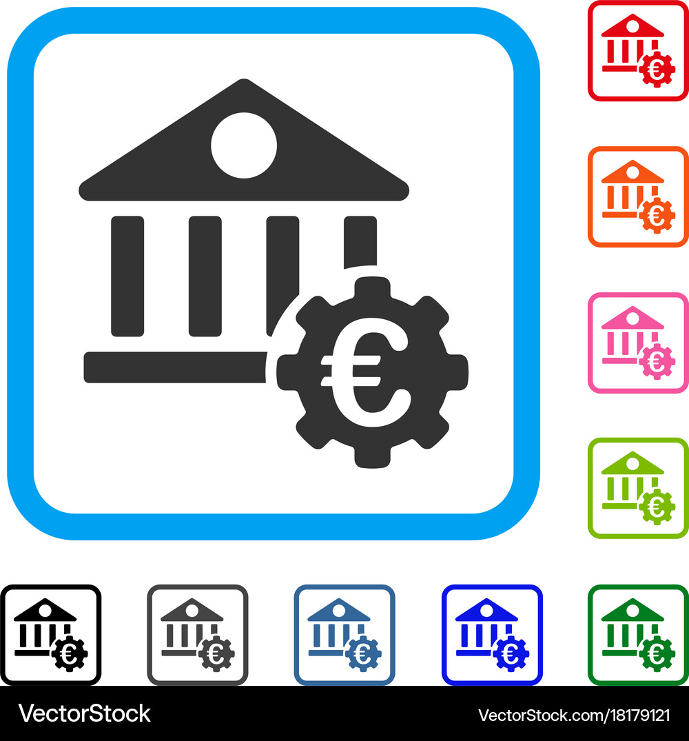 Euro bank building options framed icon Royalty Free Vector