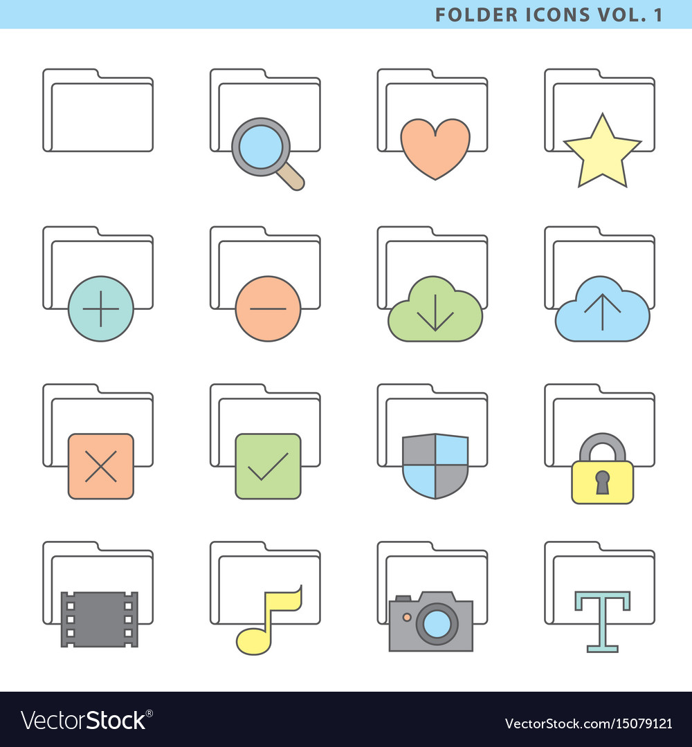 Folder icons vol 1 Royalty Free Vector Image - VectorStock